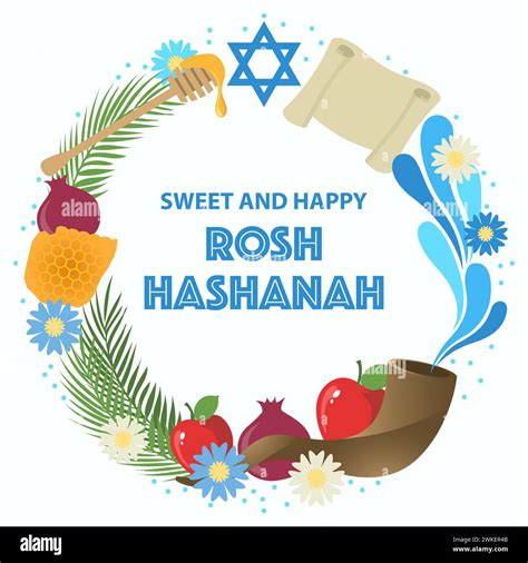 Vector Illustration Of Rosh Hashanah Decorative Circle For Label Or