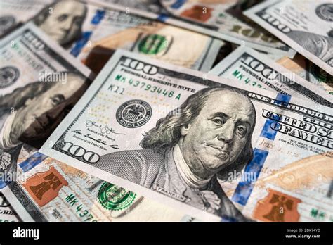 Official Currency Of The US Dollar Abbreviation USD Set Of One Hundred Dollar Bills Close Up