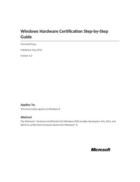 Docx Hardware Certification Step By Step Guide Dokumentips