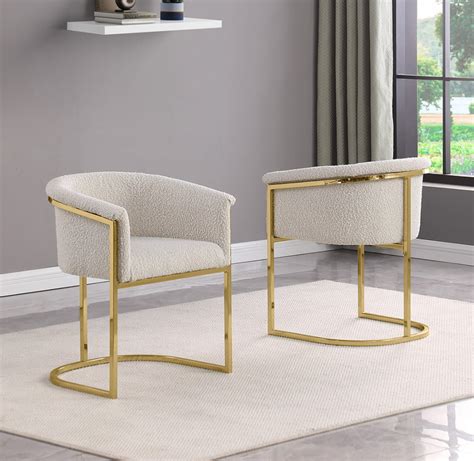 Sc014 7 Boucle Fabric Side Chairs With Gold Chrome 4 Colors Best