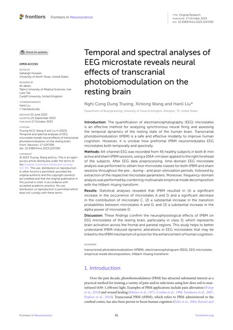Pdf Temporal And Spectral Analyses Of Eeg Microstate Reveals Neural Effects Of Transcranial