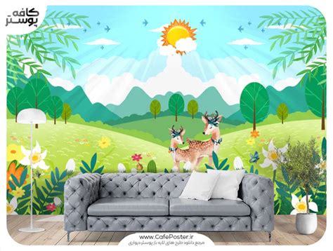 پوستر دیواری اتاق کودک طرح آهو با کیفیت کافه پوستر