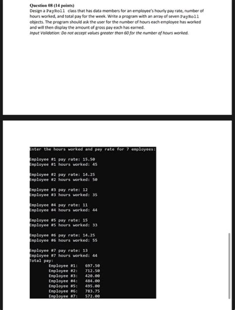 Solved Question 08 14 Points Design A Payroll Class That