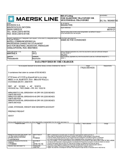 Maritime Bill Of Lading Details Pdf Bill Of Lading Consignee