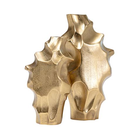Caplin Vases Set Of 2 Sculptural Gold Cast Aluminum Vases