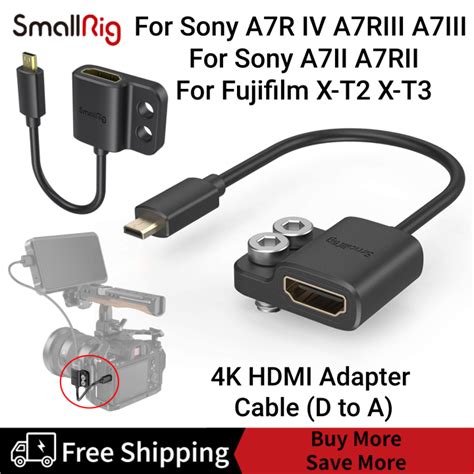 Smallrig Ultra Slim 4k Hdmi Adapter Cable Female Hdmi Type A To Male Micro Hdmi Type D D To A