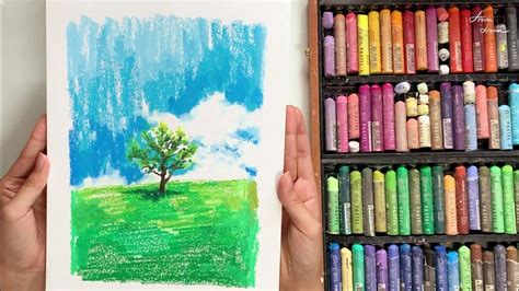 오일파스텔로 간단한 풍경화 그리기 오일파스텔 초보 Easy Oil Pastel Drawing Youtube