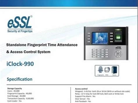 ESSL ICLOCK990 Biometric Time Attendance Machine Finger Print At Rs 4500 In Secunderabad