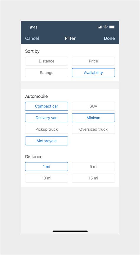 filter form cell sap fiori for ios design guidelines
