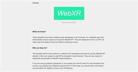Webxr Samples Explainer