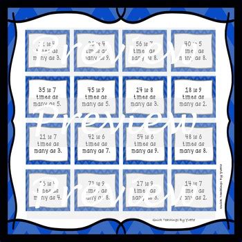 Multiplicative Comparisons Matching Statements Equations And Word Problems