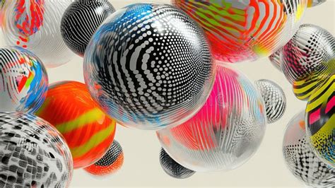 A Vibrant Display Of Abstract Spheres With Dynamic Patterns And Colors Stock Illustration