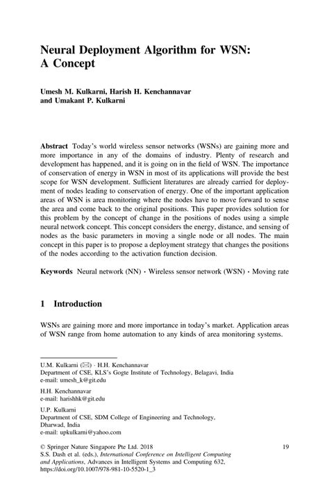 pdf neural deployment algorithm for wsn a concept