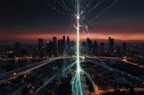 Premium Photo Data Nexus Citys Central Hub Of Neural Network Streams