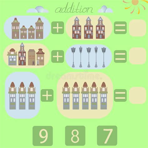 Count The Houses And Lanterns In The Picture And Put The Correct Number