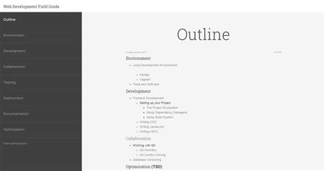 Outline Web Development Field Guide Outline