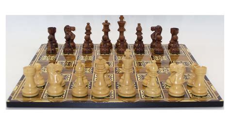 Lardy Sheesham Natural Boxwood Chessmen On Marrakech Decoupage Chess