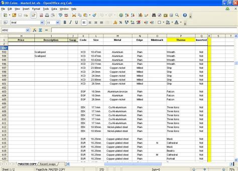 Excel Spreadsheet Coin Inventory Templates Printable Word Searches