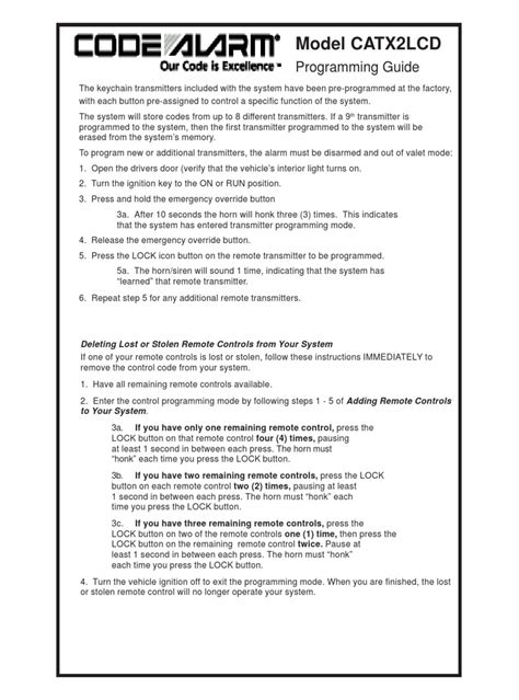 CODE ALARM CATX2LCD PROGRAMMING MANUAL Pdf Download ManualsLib
