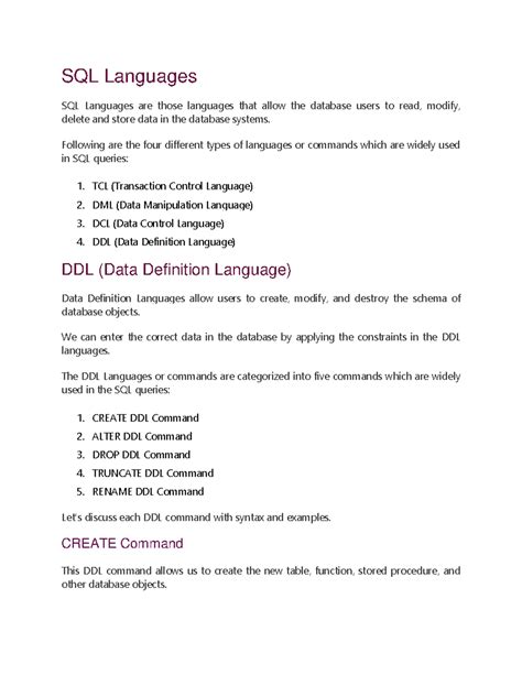 Sql Languages Sql Languages Sql Languages Are Those Languages That