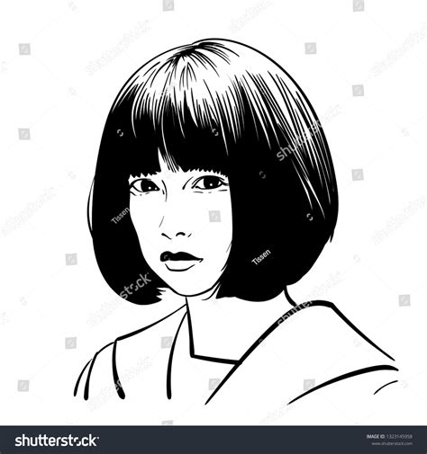 Asian Girl Portrait Bob Hairstyle Vector Stock Vector Royalty Free