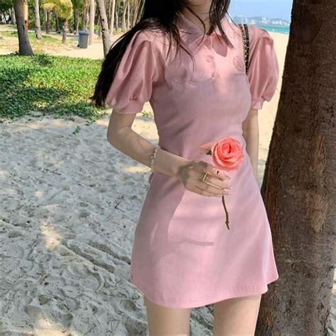 데일리탭 바비 퍼프 카라 Pk 스트랩 A라인 미니 원피스2colors 위시버킷