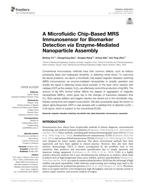 Pdf A Microfluidic Chip Based Mrs Immunosensor For Biomarker