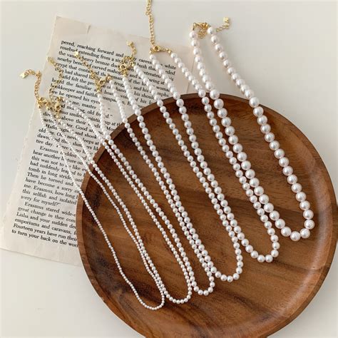 블루씨티 스왈정품진주 크리스탈 화이트 오스트리아 스왈 진주 목걸이 6size