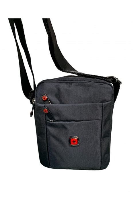 Wenger 5017 Мъжка текстилна чанта Swiss за през рамо от импрегниран плат в черно