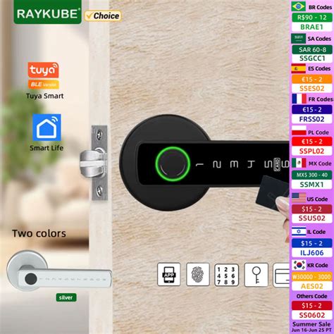 Raykube M5 Tuya Ble Smart Fingerprint Door Lock Digital Electronic Lock With Password Key Ic