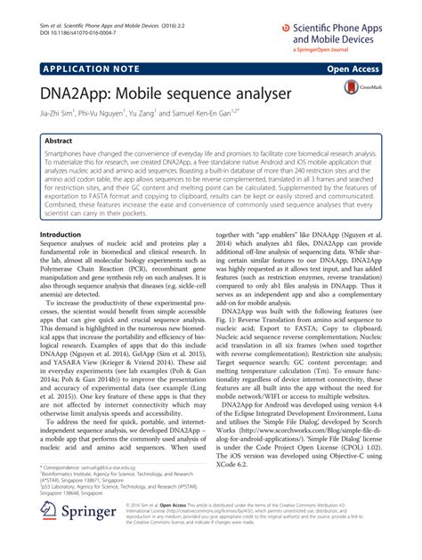 PDF DNA App Mobile Sequence Analyser