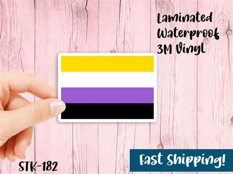 Non Binary Flag Sticker Sexual Identity Waterproof Vinyl Stickers Etsy