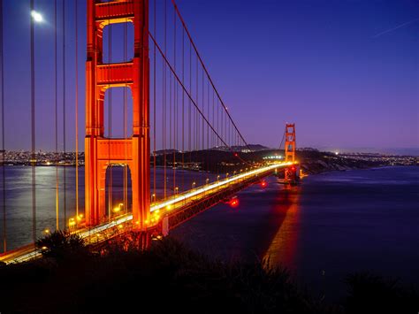 골든 게이트 브리지 밤 조명 샌프란시스코 미국 5k시사
