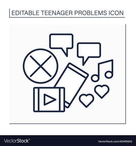 Teenage Problem Line Icon Royalty Free Vector Image
