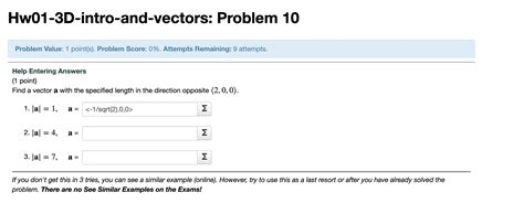 Solved Hw01 3d Intro And Vectors Problem 10 Problem Value