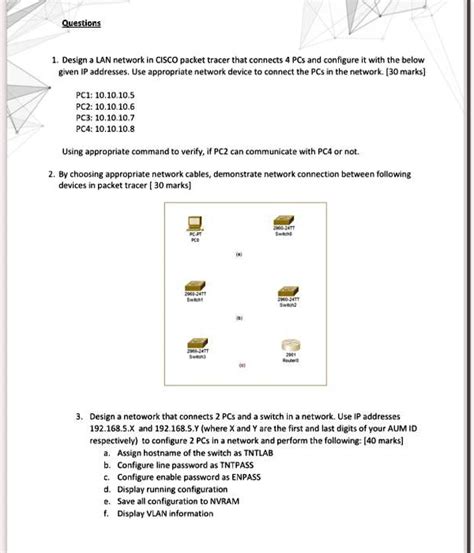 Solved Design A Lan Network In Cisco Packet Tracer That Connects Pcs And Configure With The