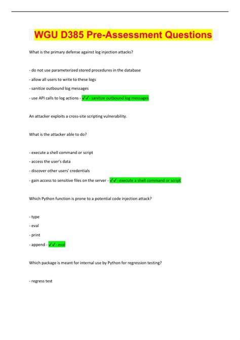 WGU D385 Pre Assessment Questions With 100 Correct Answers Latest Update 2024 Verified