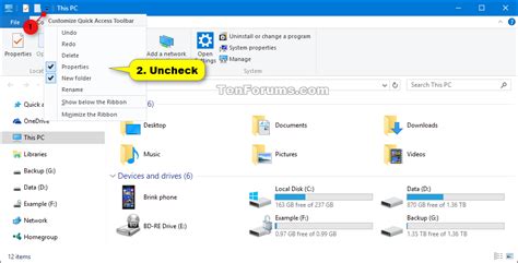 Add Or Remove Quick Access Toolbar Items In Windows 10 File Explorer Tutorials