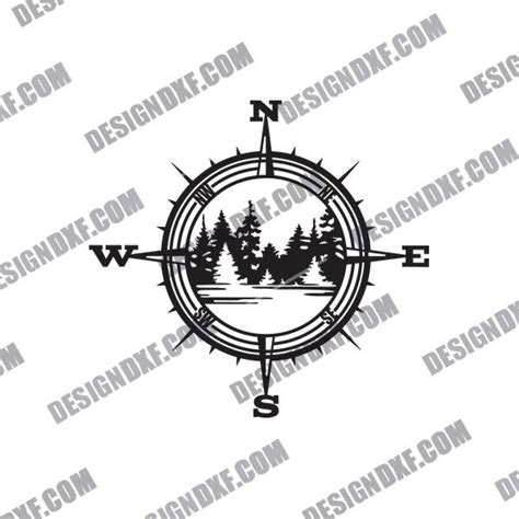 Trees Compass Scene Dxf Files For Cnc Machines Characters 46