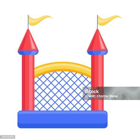 탄력 풍선 성 어린이 놀이터를위한 타워 및 장비 벡터 선 그림 0명에 대한 스톡 벡터 아트 및 기타 이미지 0명 고무