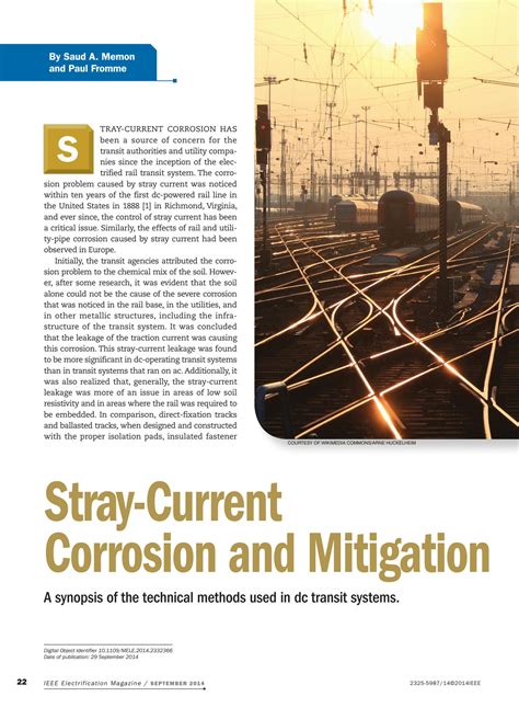 Solution Stray Current Corrosion And Mitigation A Synopsis Of The