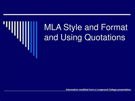 PPT MLA Style And Format And Using Quotations PowerPoint Presentation ID