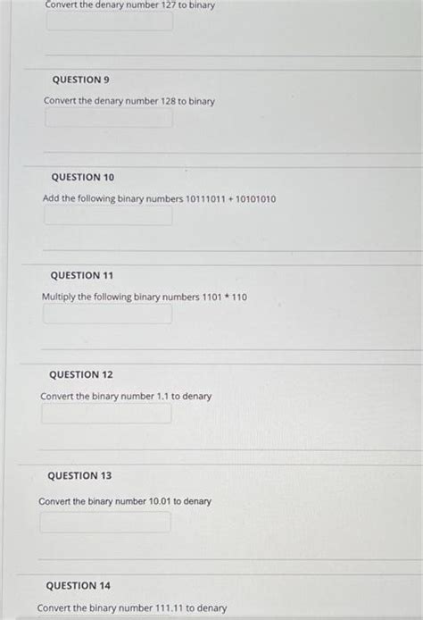 Solved Convert The Binary Number 10 To Denary Question 2
