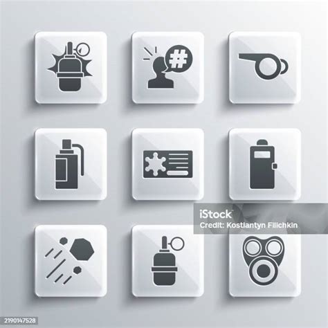 세트 수류탄 방독면 경찰 돌격 방패 배지 날아다니는 돌 휘파람 아이콘 벡터 경찰 배지에 대한 스톡 벡터 아트 및 기타 이미지