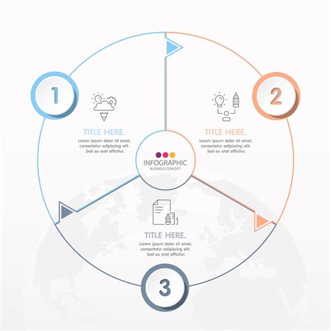 3단계 프로세스 또는 옵션 프로세스 차트가 있는 기본 원 인포그래픽 템플릿 프로세스 다이어그램 프레젠테이션 워크플로 레이아웃 순서도 인포그래프에 사용됩니다