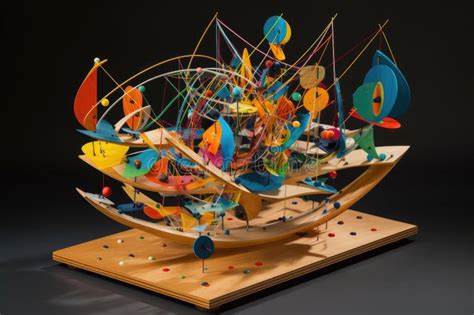 Kinetic Art Sculpture Exploring The Relationship Between Movement And Shape Using Bright Colors