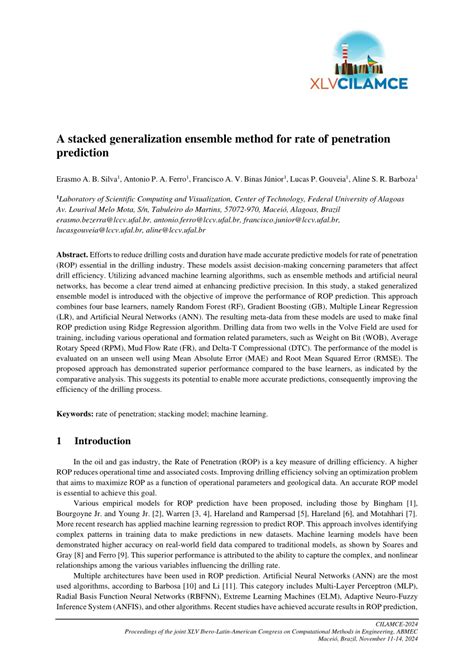 Pdf A Stacked Generalization Ensemble Method For Rate Of Penetration