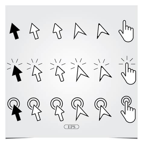 Premium Vector Pointer Cursor Mouse Icon Set Flat Outline Premium
