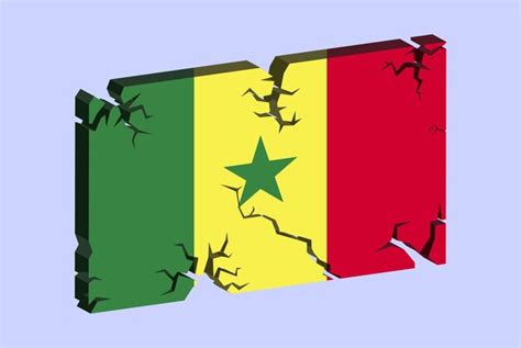 금이 간 텍스처 문제 개념이 있는 3d 금이 간 벽 벡터 골절 패턴의 세네갈 플래그 프리미엄 벡터