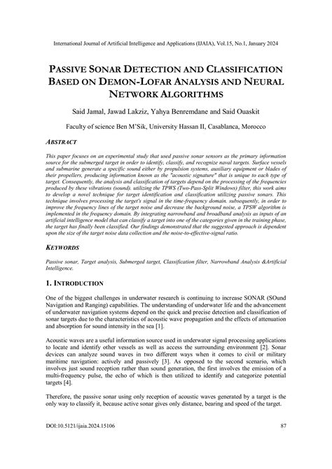 Passive Sonar Detection And Classification Based On Demon Lofar